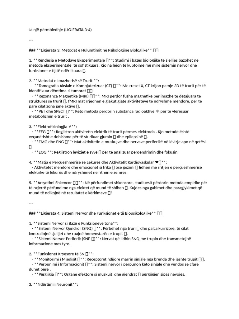 Ligjerata 3-4 Psikologji Biologjike | PDF