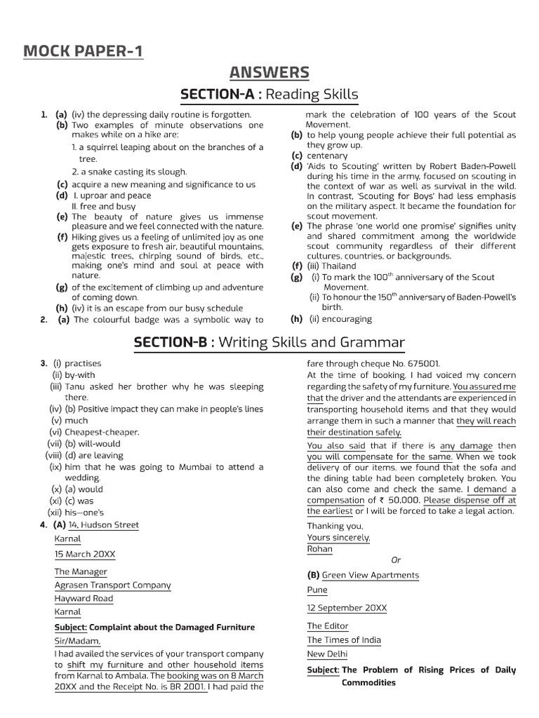 Mock Paper Answers | PDF