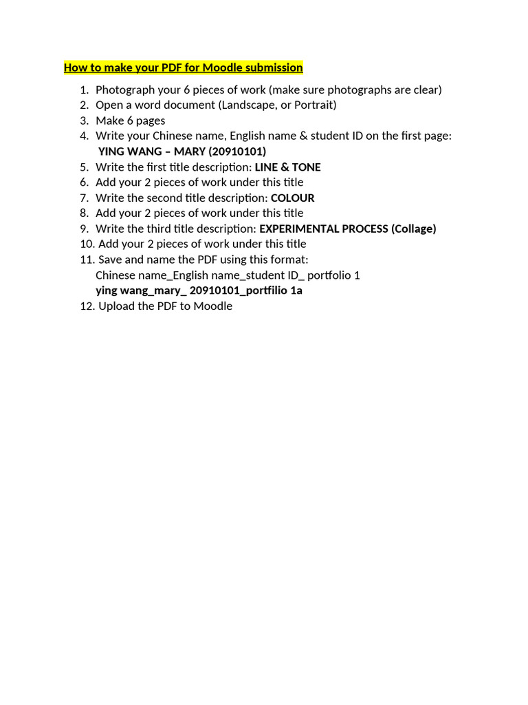 Create PDF for Moodle Submission | PDF