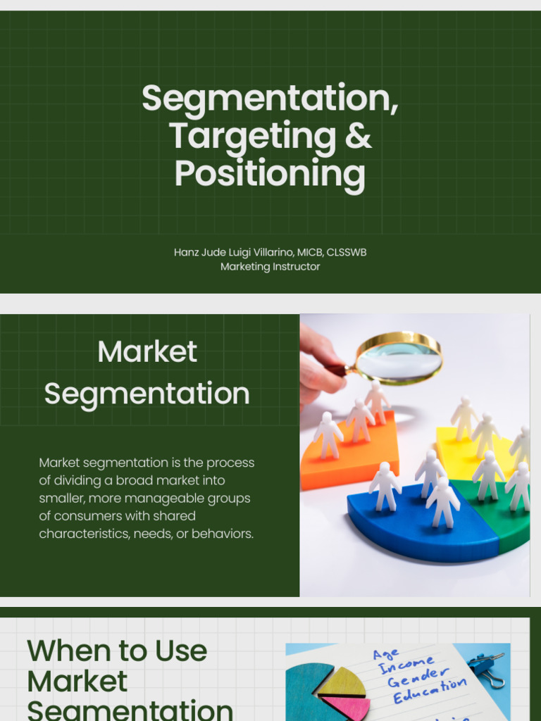 Segmentation, Targeting & Positioning | PDF | Market Segmentation | Marketing
