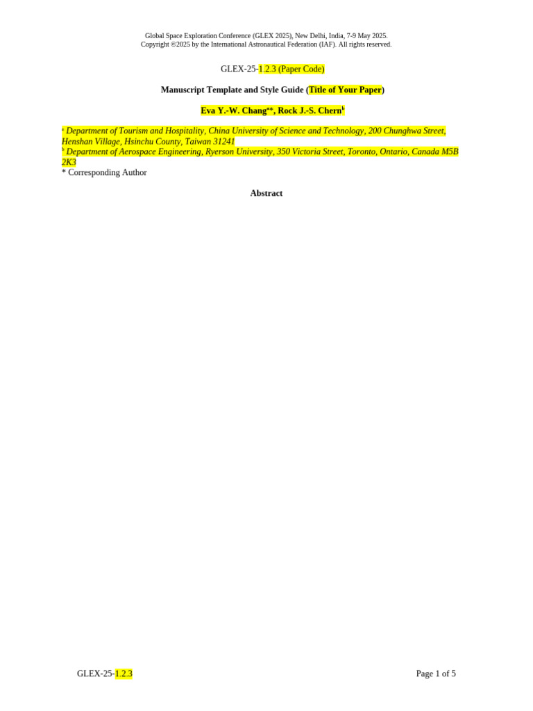 GLEX2025 Manuscript Template | PDF | Astronomical Unit | Astronomy