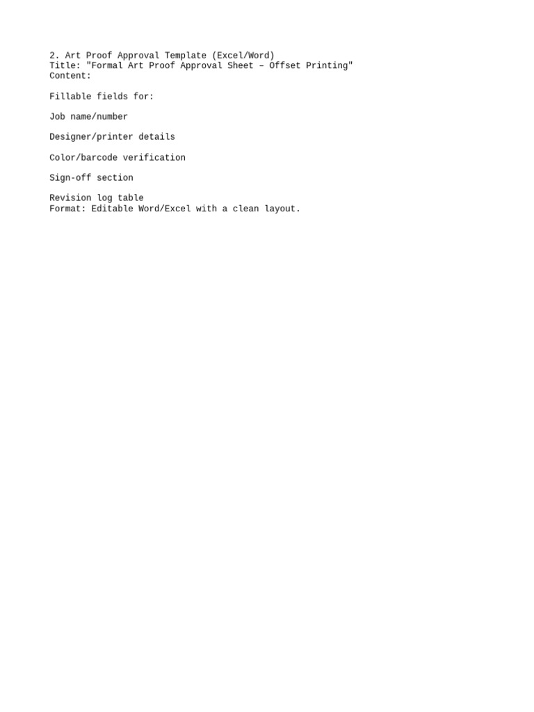 Art Proof Approval Template | PDF