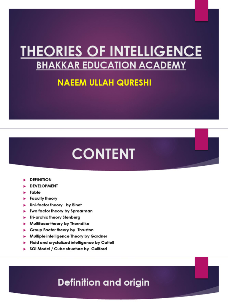 Theories of Intelligence-1 | PDF | Intelligence Quotient | Mental Processes