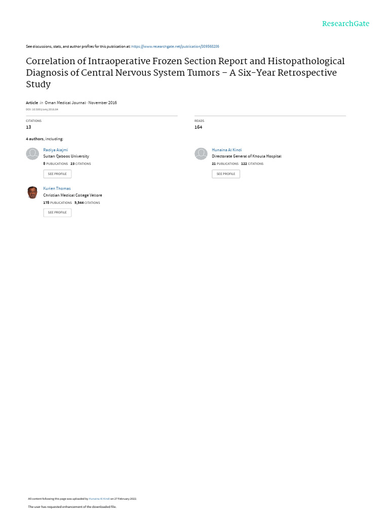 Correlation of Intraoperative Frozen Section Repor | PDF | Pathology ...