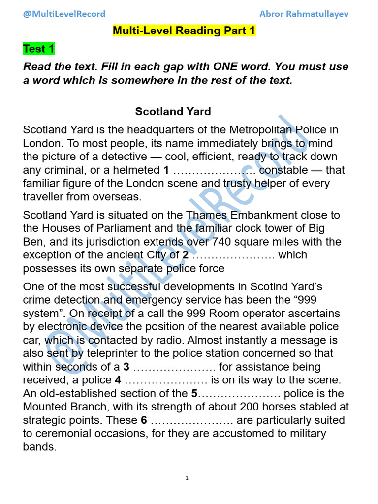 Multi-Level Reading Part 1 - @MultiLevelVision | PDF | Tetrahydrocannabinol