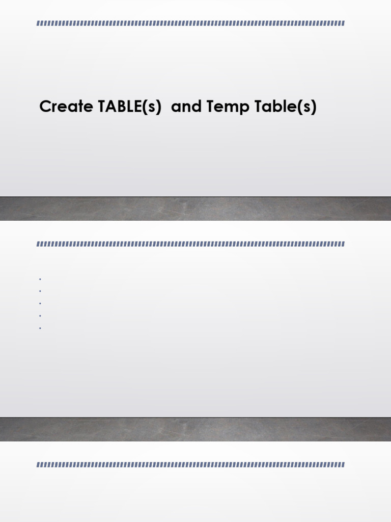 055 CreateTABLE S AndTempTable S | PDF | Table (Database) | Computing