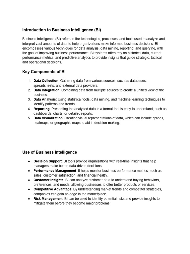 Introduction to Business Intelligence (BI) (1) | PDF | Business Intelligence | Decision Support ...