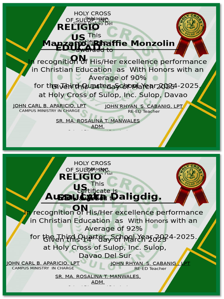 Reed Merit Certificate.19 | PDF | Abrahamic Religions