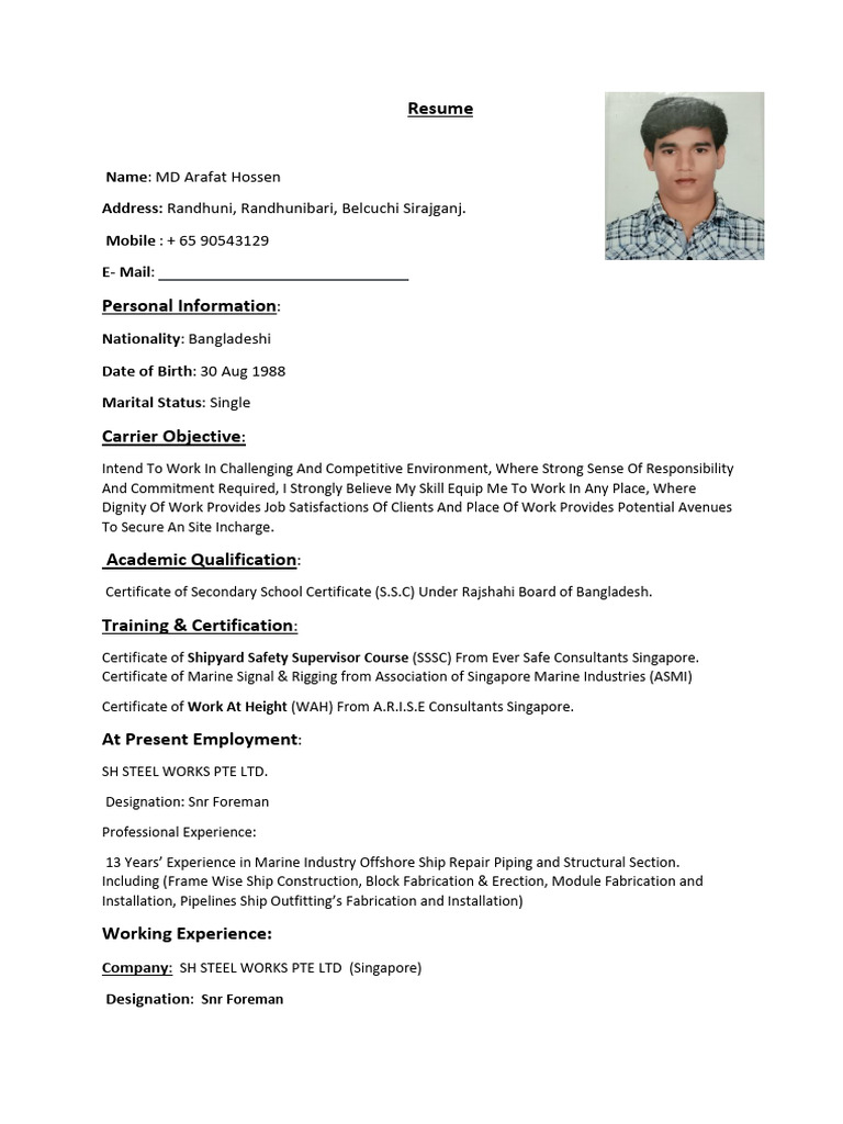 Arafat CV pdf | PDF