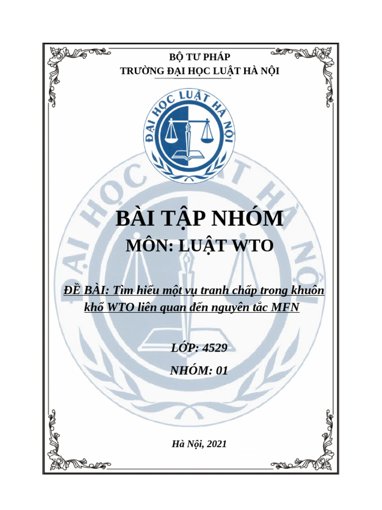 BTN LuậtWTO N01 TL1 Nhóm-1 | PDF