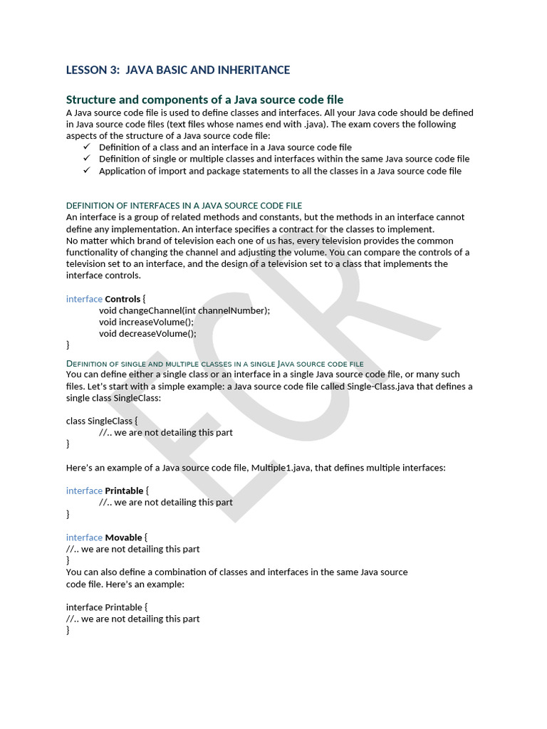 Lesson3-Javabasic-Structure Java Class-Access Modifiers Intro To Inheritance | PDF | Inheritance ...