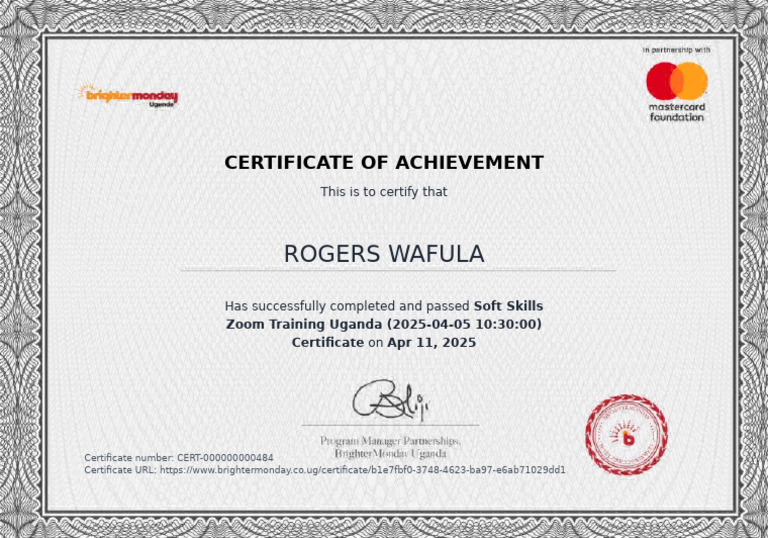 ROGERS WAFULA - Certificate | PDF
