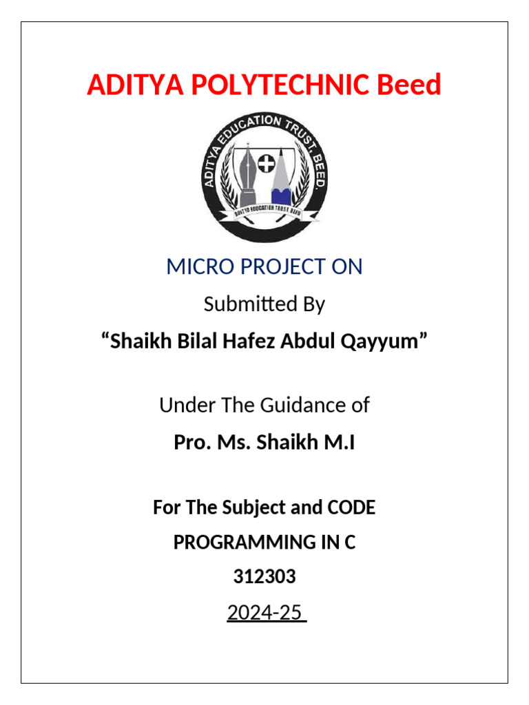 ADITYA POLYTECHNIC Bee1 | PDF | Software Development | Computer Engineering