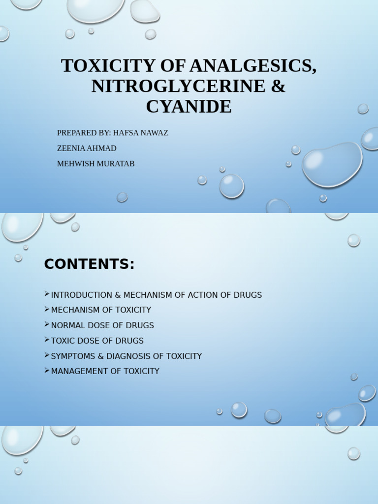 Analgesics, Nitroglycerine & Cyanide-1 | PDF | Cyanide | Medical Specialties