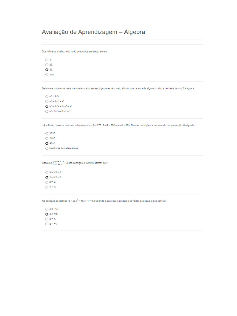 Prova de Álgebra | PDF