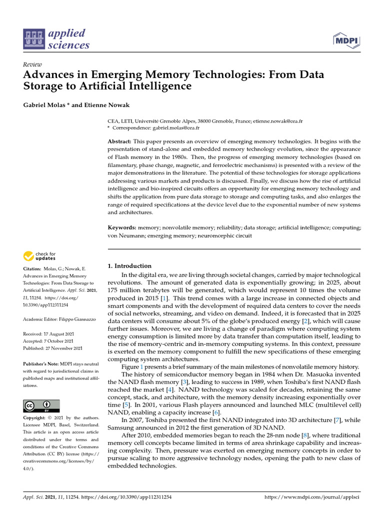 Advances in Emerging Memory Technologies From Data Storage to Artificial Intelligence | PDF ...