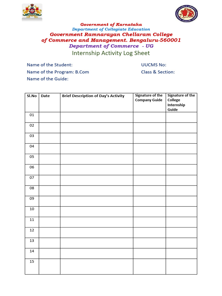 Internship Activity Log Book | PDF