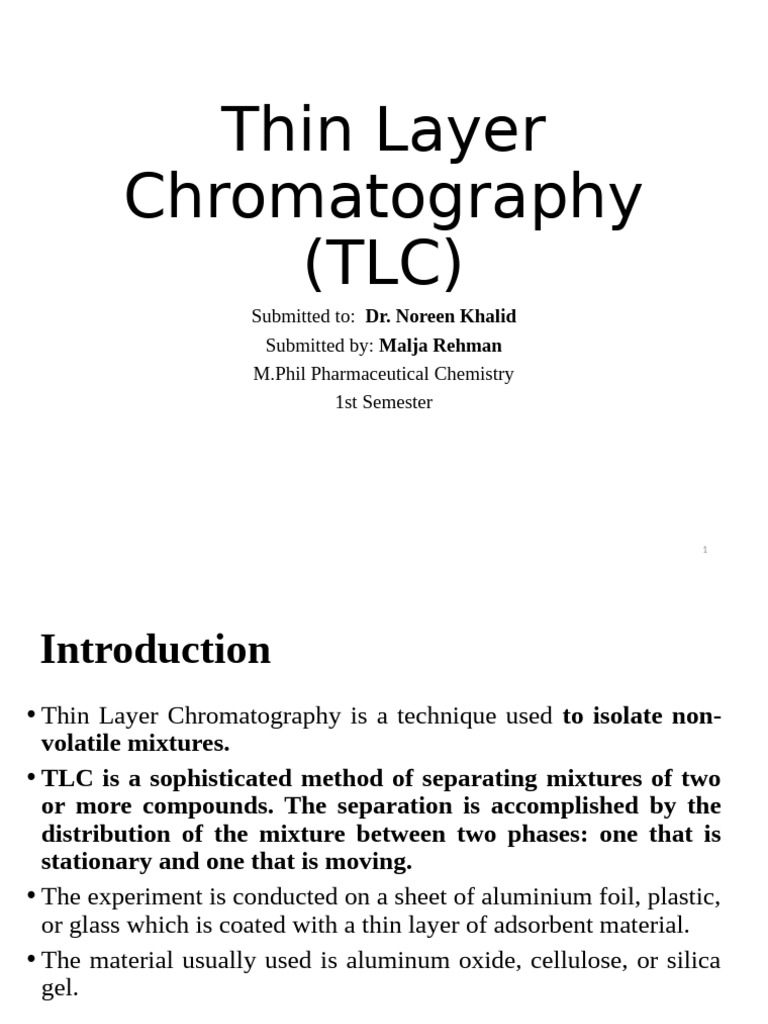 Thin Layer Chromatography Overview | PDF | Thin Layer Chromatography ...