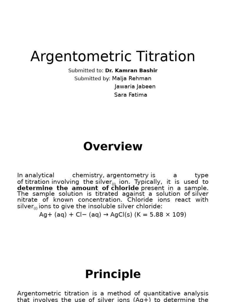 Argentometric Titration | PDF | Titration | Chemistry