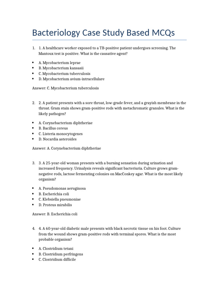 Bacteriology CaseStudy MCQ | PDF | Gram Negative Bacteria | Gram ...