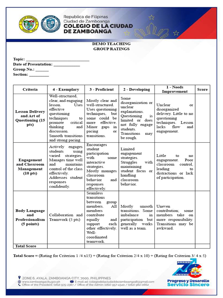 Rubrics For Demo Teaching | PDF | Human Communication | Learning