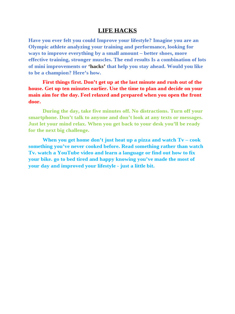 Daily Life Improvement Hacks | PDF