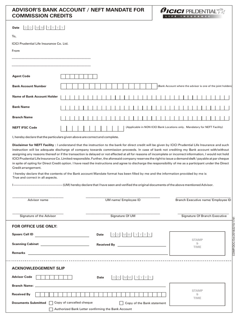 Advisor Bank Account Mandate | PDF | Banks | Cheque