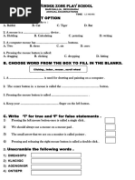Grade 1 - Computer - CH 4 - Revision Worksheet | PDF
