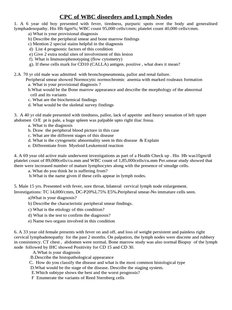 WBC Disorders and Lymph Node Analysis | PDF | White Blood Cell ...