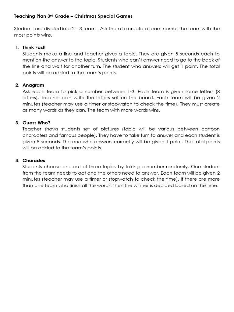 Teaching Plan 3rd Grade - Christmas | PDF