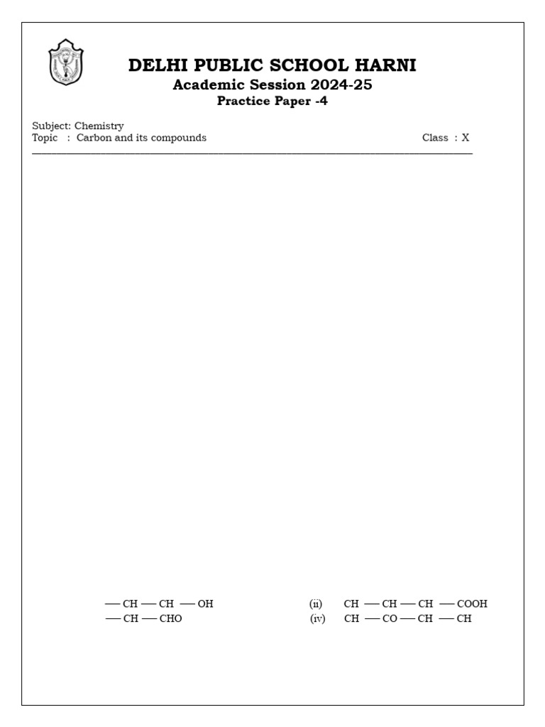 CH 4 Practice Paper202425 | PDF | Chemical Compounds | Molecules