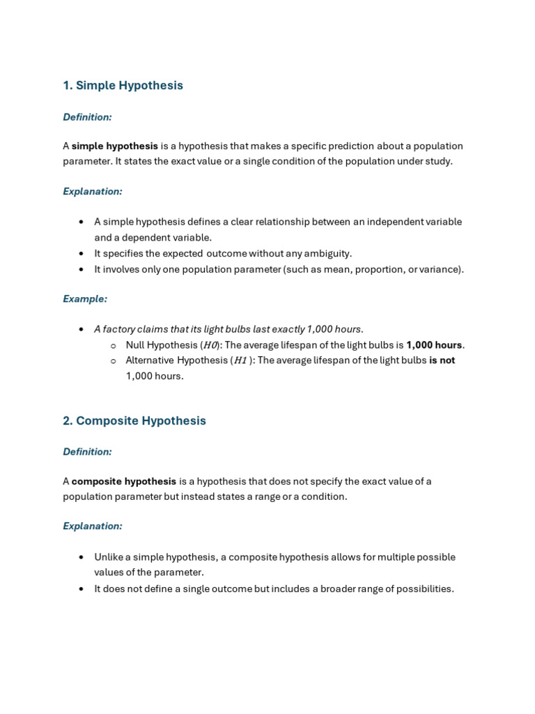 Hypothesis Testing Definitions | PDF | Type I And Type Ii Errors ...
