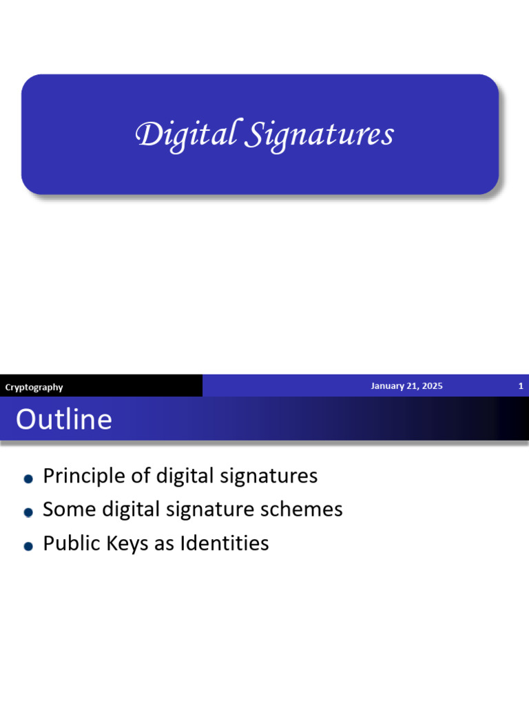 Lecture 6 Digital Signature A | PDF | Cryptography | Public Key ...
