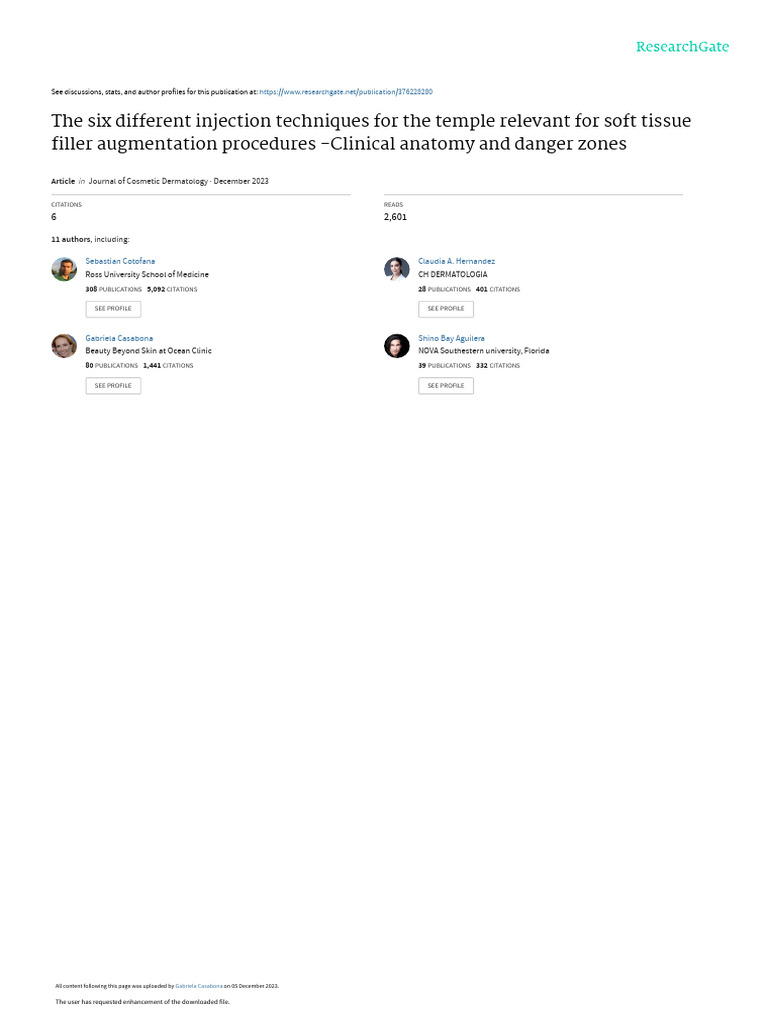 Injection Temple Techniques | PDF | Vein | Human Head And Neck