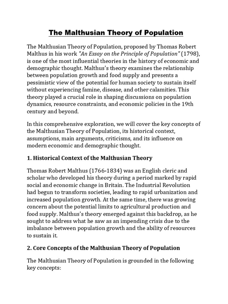 The Malthusian Theory of Population | PDF | Economies | Environmental Social Science