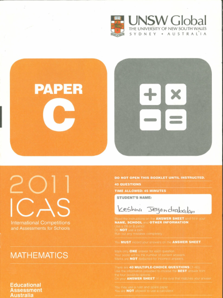 Icas Maths 2011 C 2 | PDF