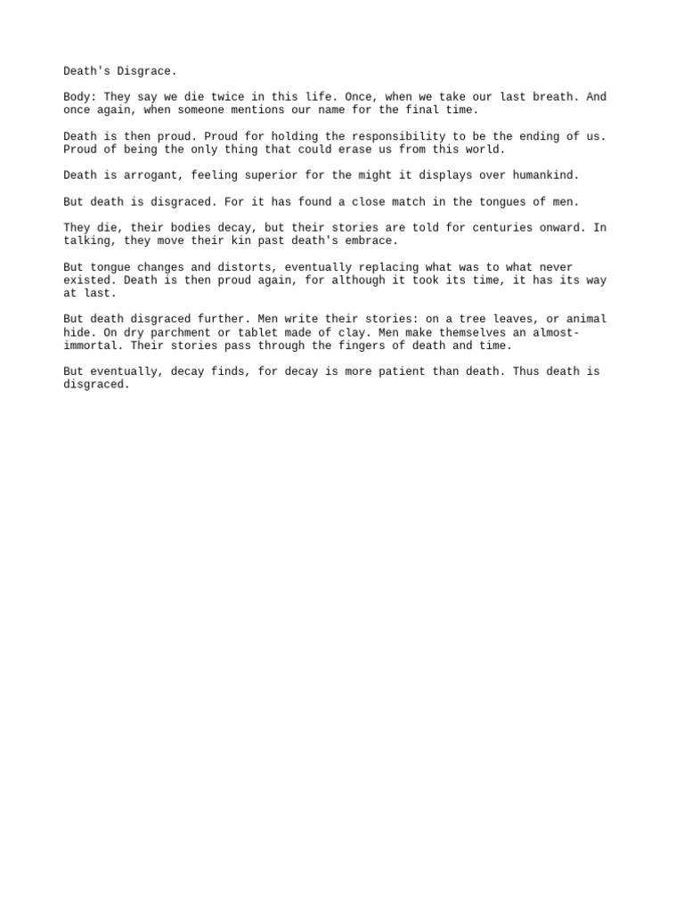 Death's Disgrace | PDF