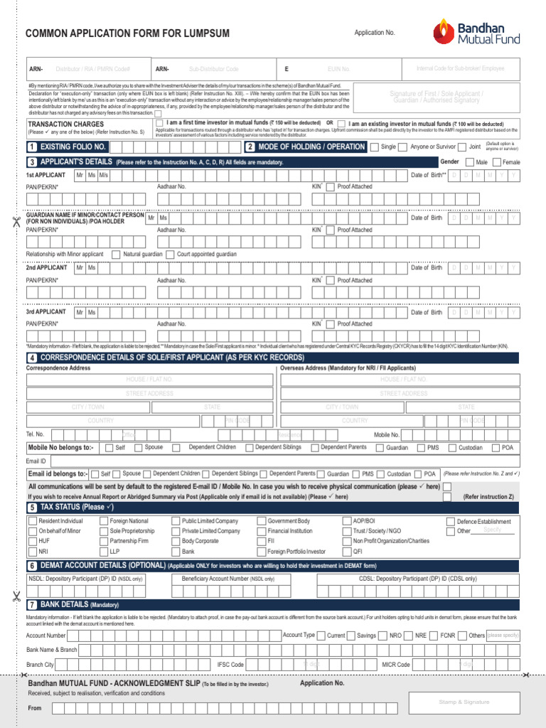 Bandhan Common Application | PDF | Identity Document | Taxes