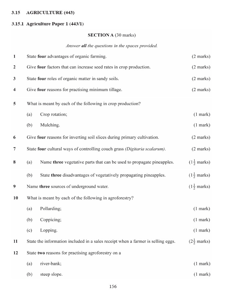 2014 Kcse Agriculture Qs Papers | PDF