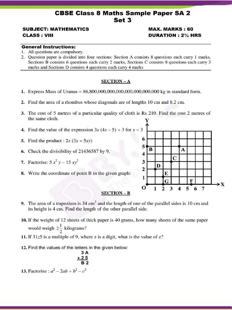 CBSE-Class-8-Maths-Sample-Paper-SA-2-Set-3 | PDF