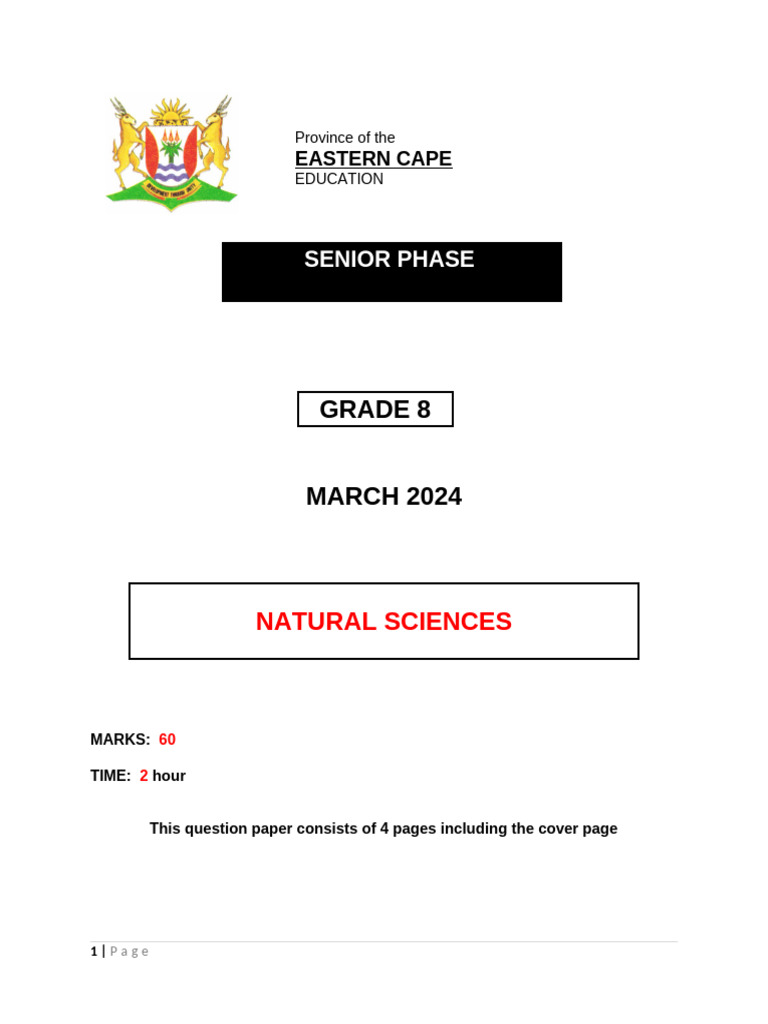 Grade 8 Natural Sciences Test March 2024 | PDF | Food Web | Ecosystem