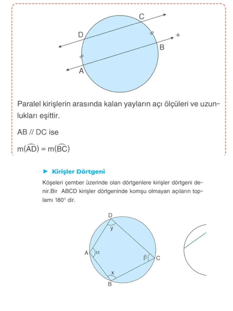 Çember Formülleri Çemberde Açı | PDF