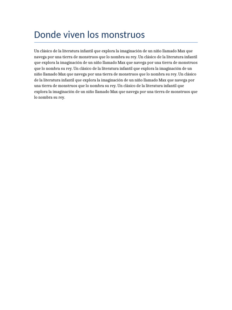 Donde Viven Los Monstruos 10 Lines | PDF