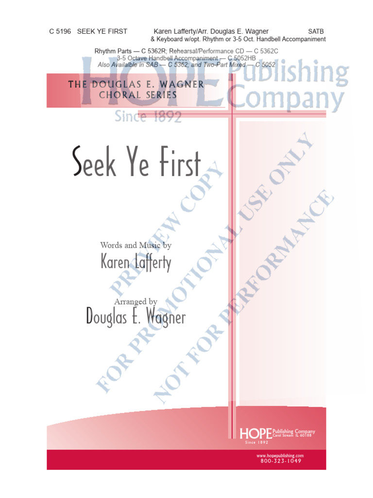 Seek Ye First Choral Arrangement | PDF