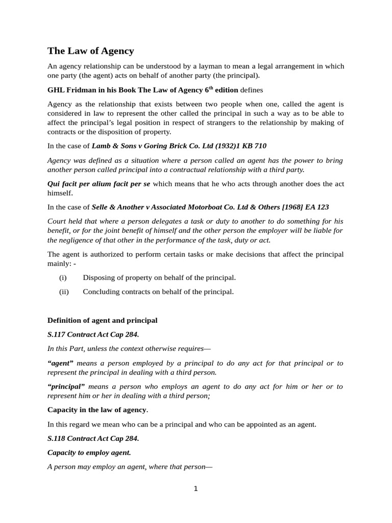 Understanding the Law of Agency | PDF | Law Of Agency | Trustee