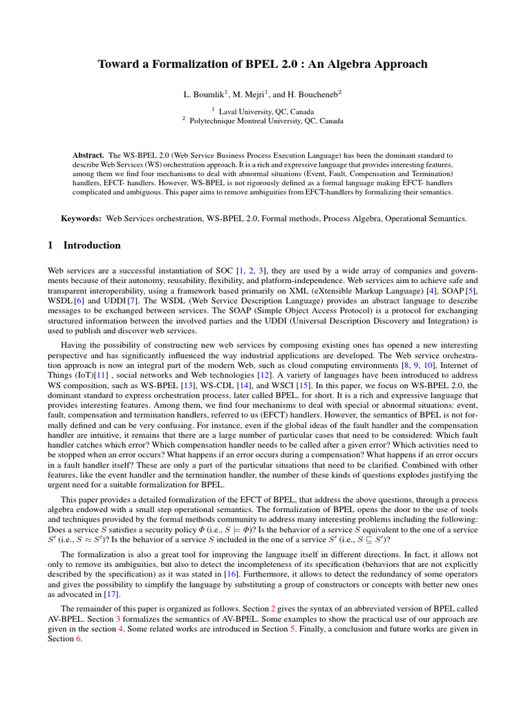 Formalizing BPEL 2.0 Semantics | PDF | Computing | Software Engineering