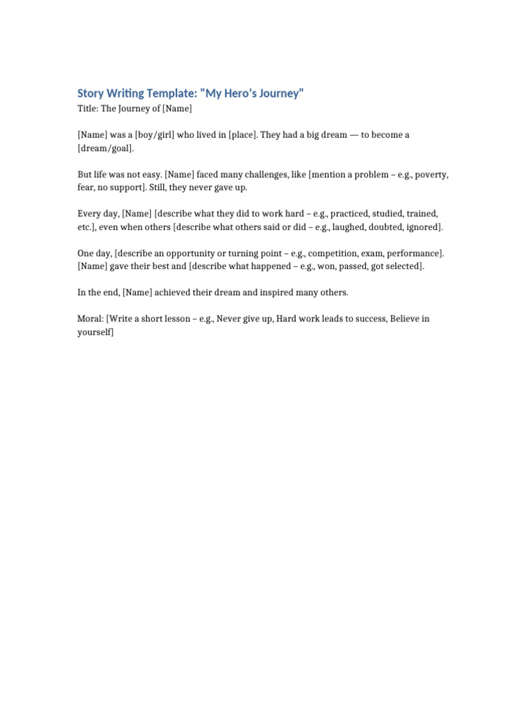 Story Writing Template | PDF