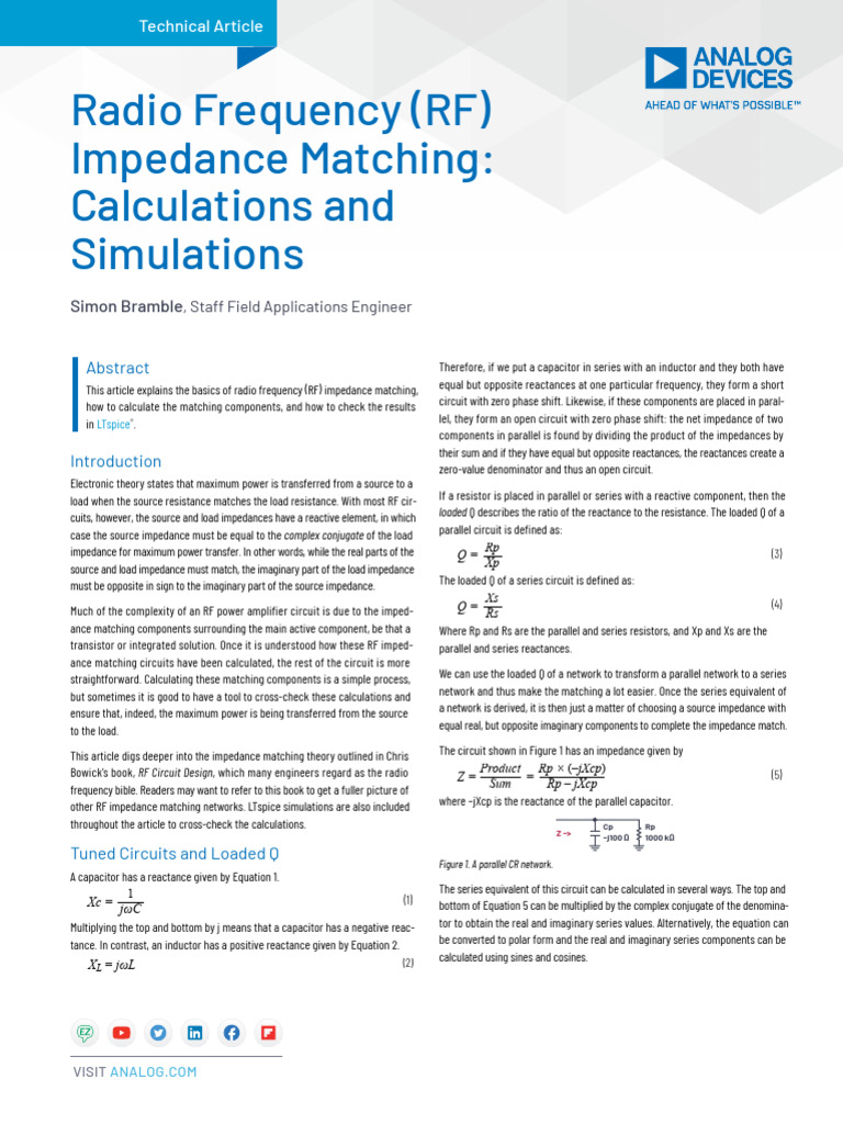 RF Impedance Matching Using Ltspice | PDF | Electrical Impedance ...