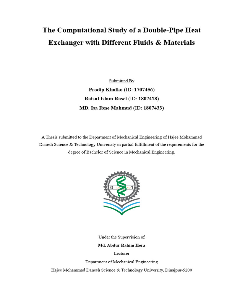 Double-Pipe Heat Exchanger Study | PDF | Heat Exchanger | Heat Transfer
