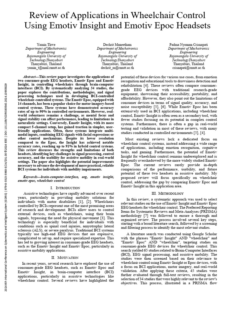 Review of Applications in Wheelchair Control Using Emotiv Insight and ...